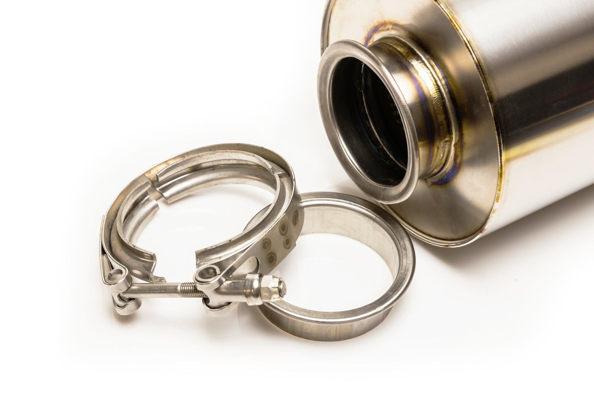 Universal RS-Ti Round Titanium Muffler(s) and Tip with V-Band