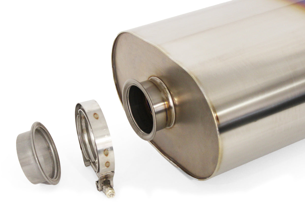 Universal RS-Ti Oval Titanium Muffler(s) and Tip with V-Band