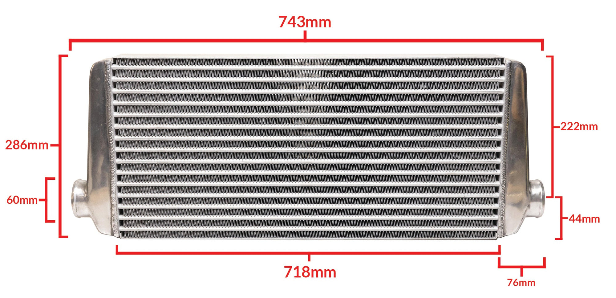 UNIVERSAL INTERCOOLER SPEC TYPE-24, BOTTOM 60mm INLET/OUTLET - (120014