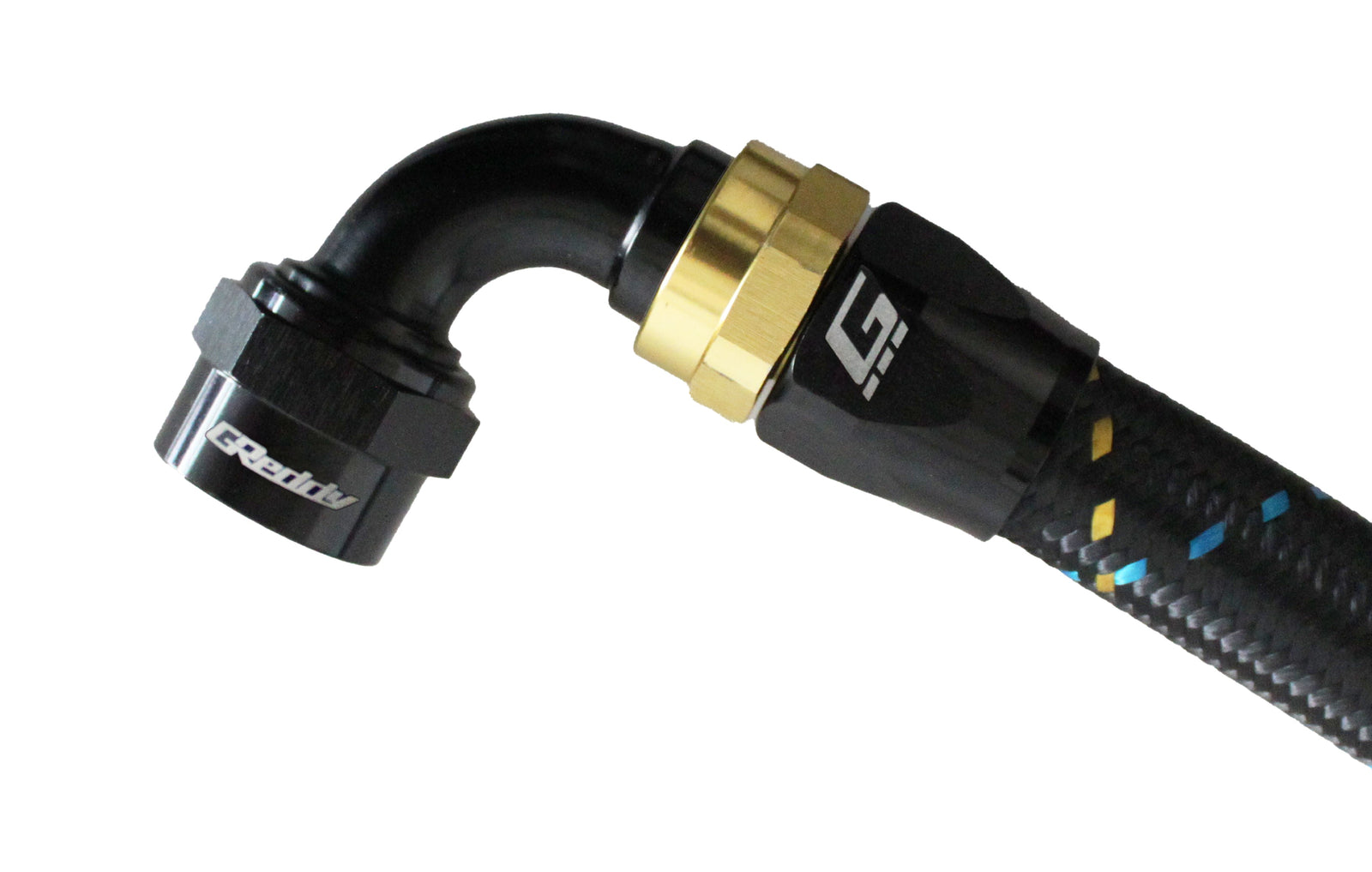 GREDDY 90 DEG. AN HOSE END(s) - BLACK/GOLD - (12800490 12800690 128008