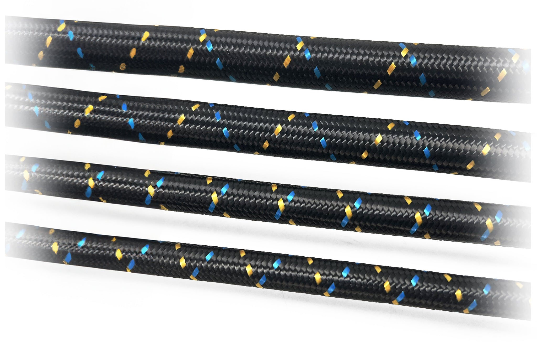 GReddy -4 Nylon Braided Hose (per/ft) - Black / Gold / Blue