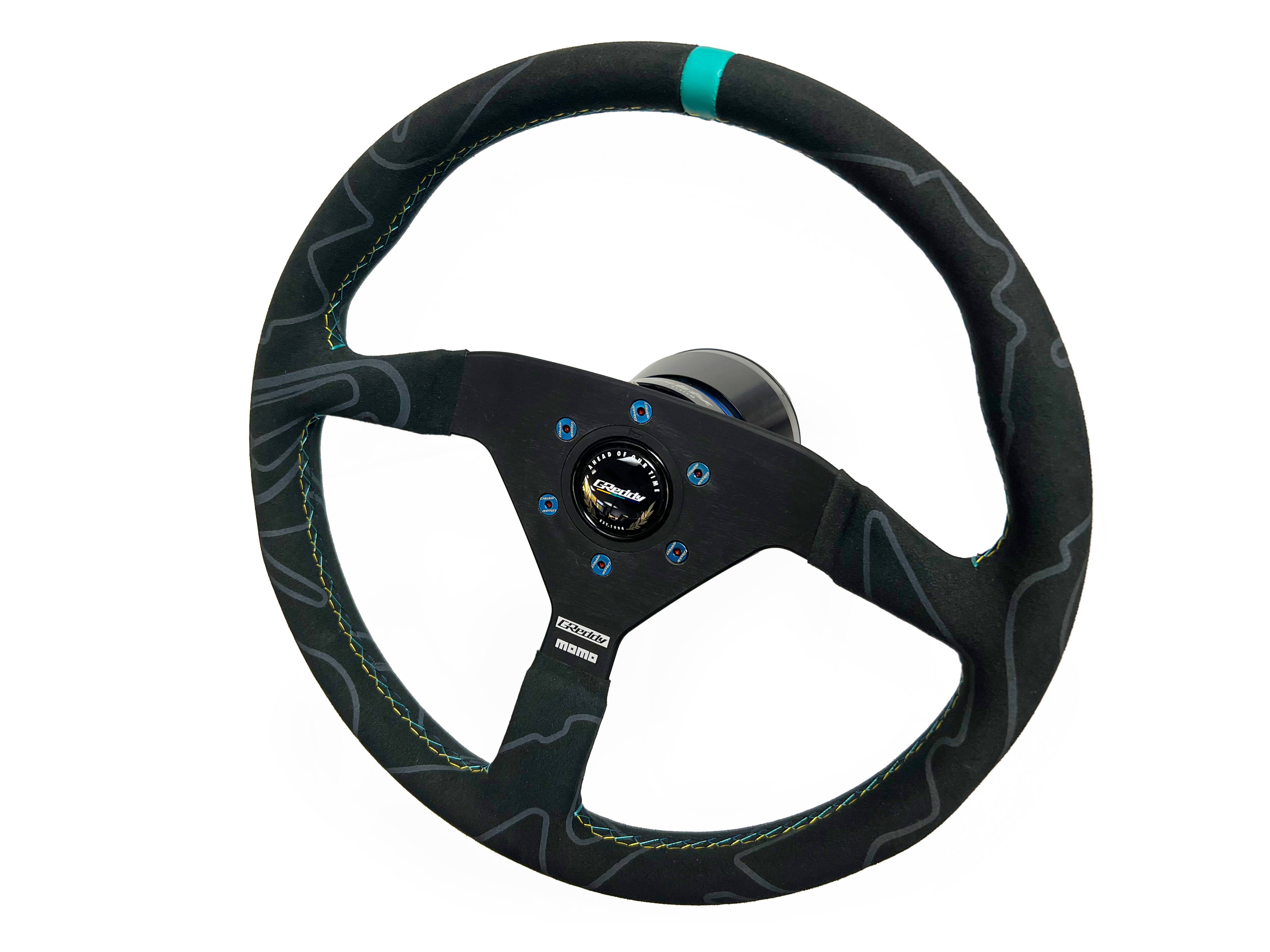 GReddy Steering Wheel Bolt Kit(s) - Burnt Blue/Raw Gold Titanium