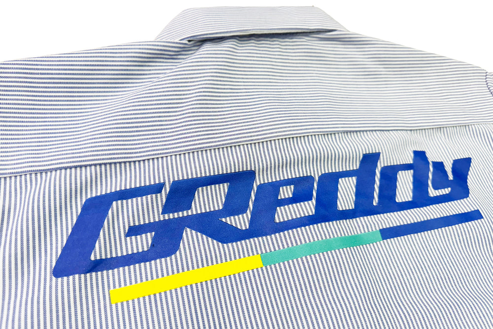 NEW! GReddy Mechanic's Button-up Work Shirt(s) V3 - Blue/White Stripe