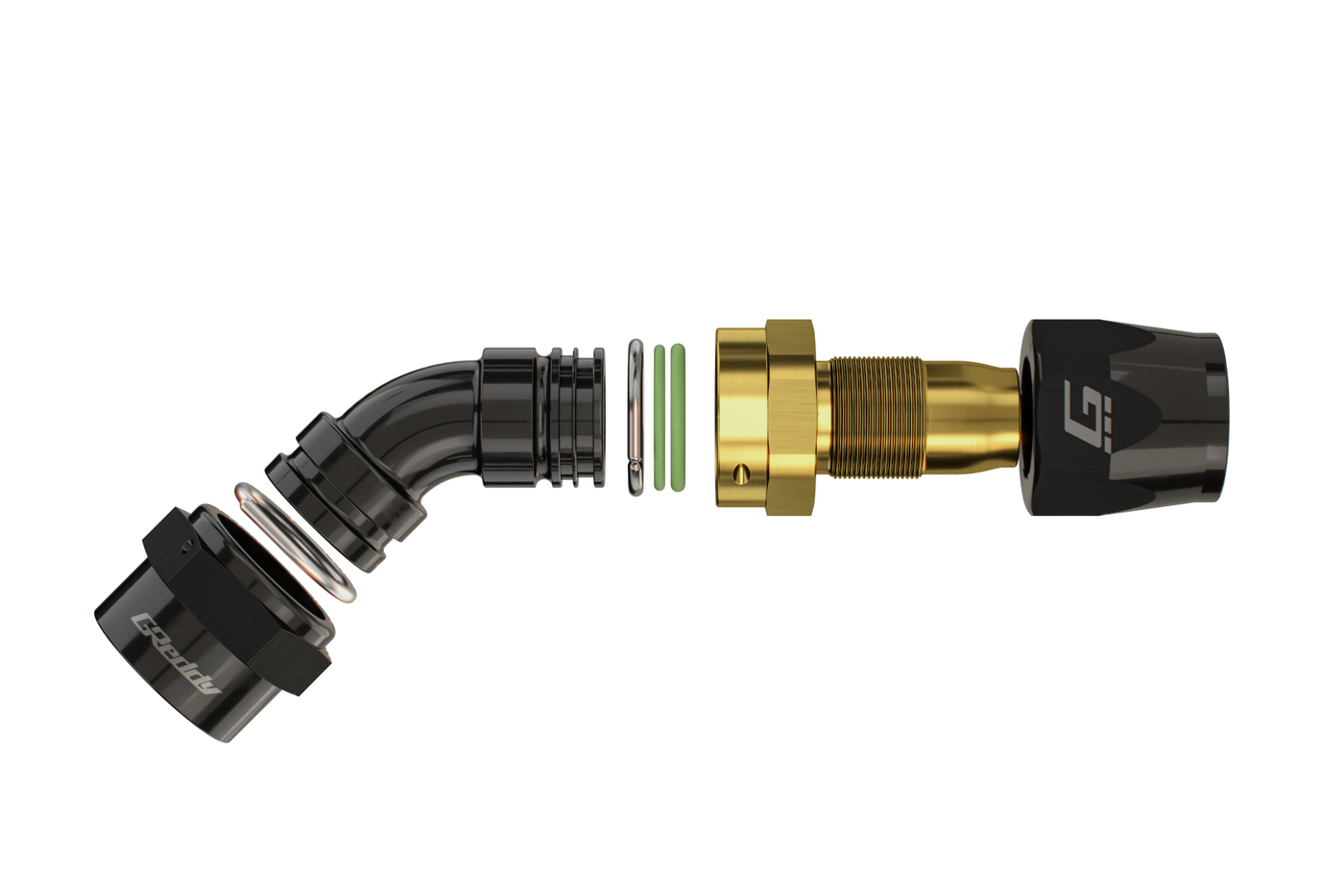 GREDDY 45 DEG. AN HOSE END(s) - BLACK/GOLD - (12800445 12800645 128008