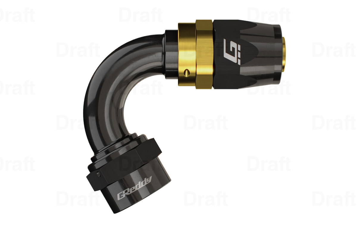 GREDDY 120 DEG. AN HOSE END(s) - BLACK/GOLD - (12800412 12800612 12800