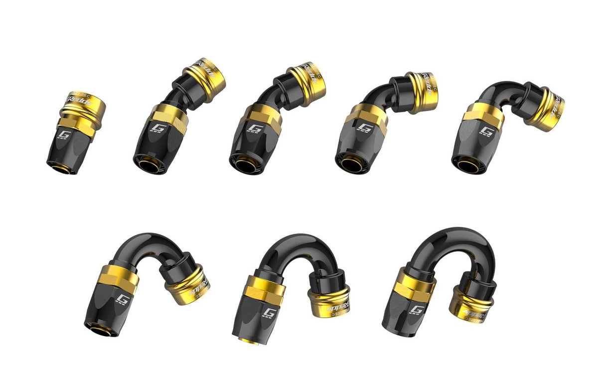 GReddy PRO/SPEC -06 Quick-Release Swivel Hose End(s) - Black / Gold an